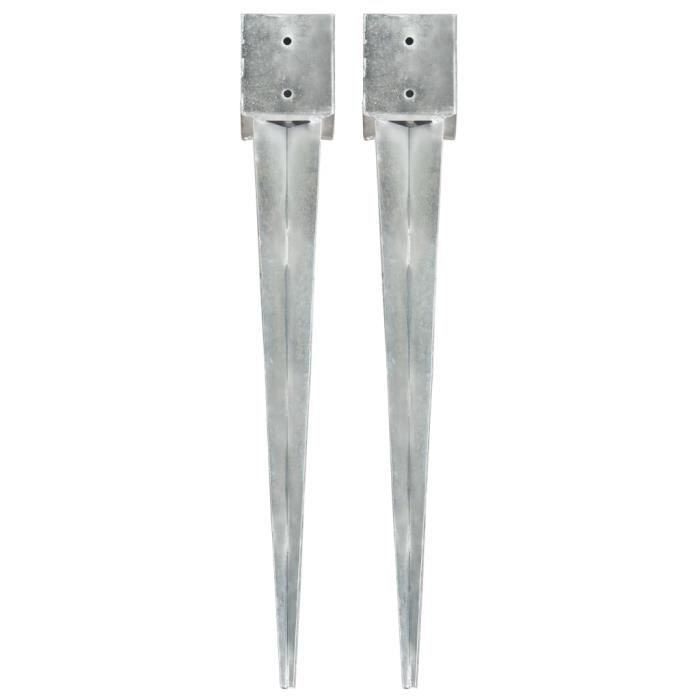 PIQUET - POTEAU - ACCESSOIRES CLOTURE - Piquets au sol 2 pcs Argenté ...