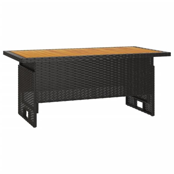 FAR-Table de jardin noir 100x50x43/63 cm acacia et résine tressée ...