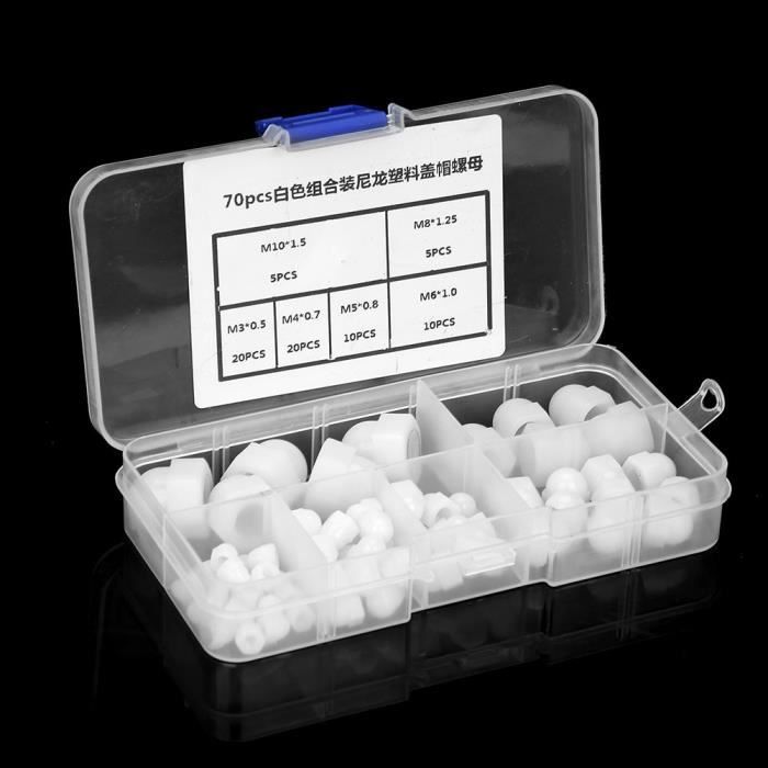 COC-7601036130490-crou borgne Kit d'écrous borgnes en Nylon M3/M4/M5/M6/M8/M10, 70 pièces ...