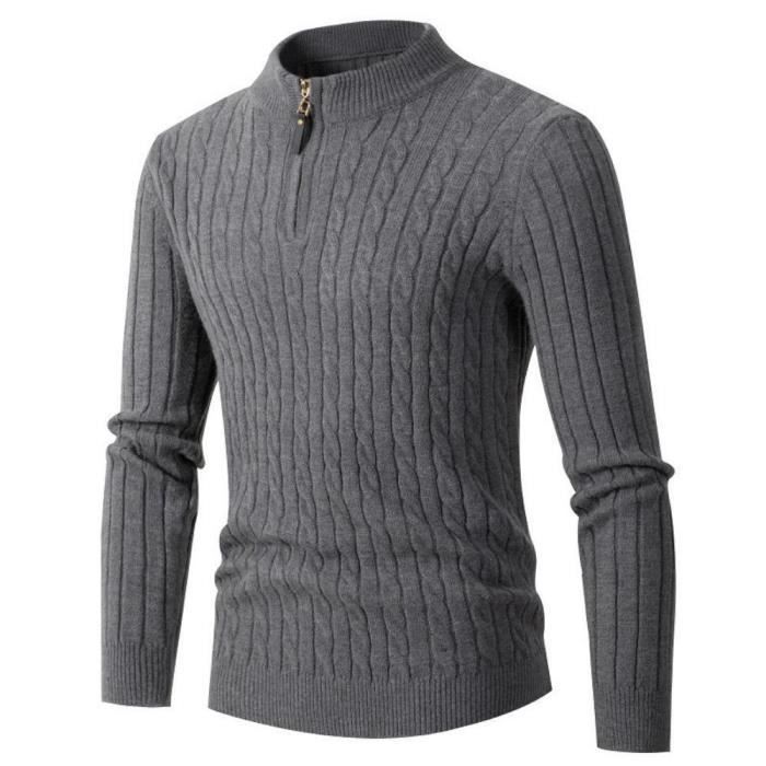 Pull pour homme, couleur unie, col roulé, manches longues, pull à ...