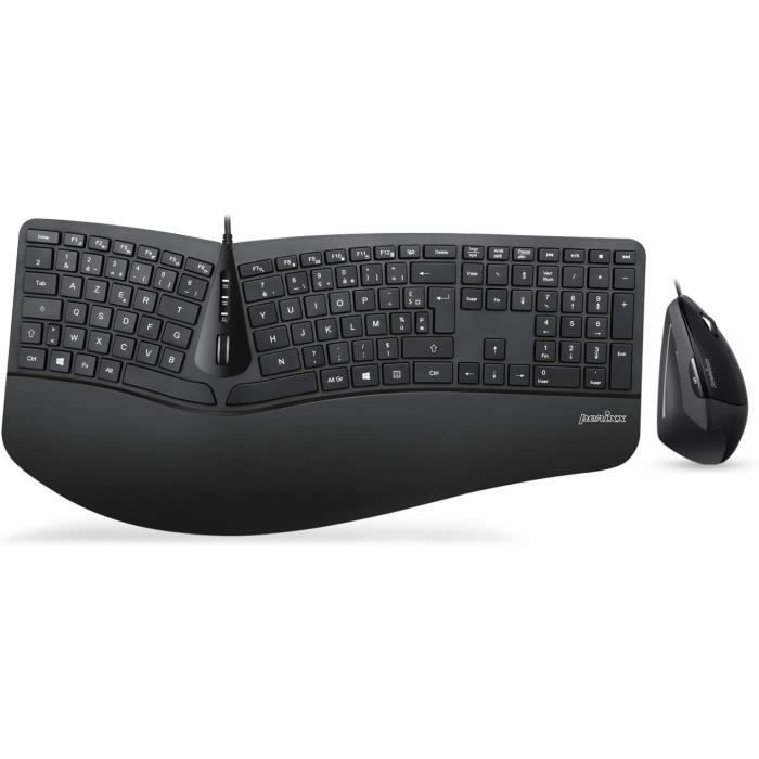 Periduo-505, Combo Ergonomique, Clavier Et Souris Filaire Usb Pour ...