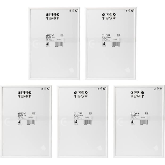 Yllevad Lot De 5 Cadres Photo Légers En Plastique Et Carton Blanc A4 21 ...