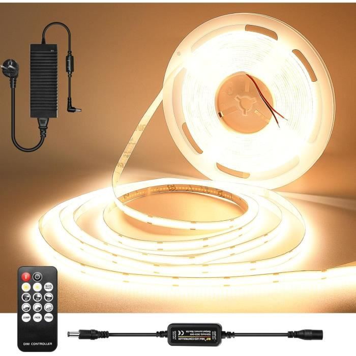Ruban Led Cob 10M Blanc Chaud 3000K, Bande Led 10M 24V 5A 320 Led-Mètre ...