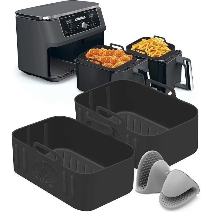 2 Pack Air Fryer Silicone Pots, Reusable Rectangle Food Grade ...