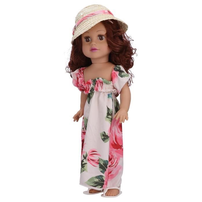 VGEBY poupée bébé Reborn 19in Reborn Baby Doll Curly Hair Hat Rebirth ...