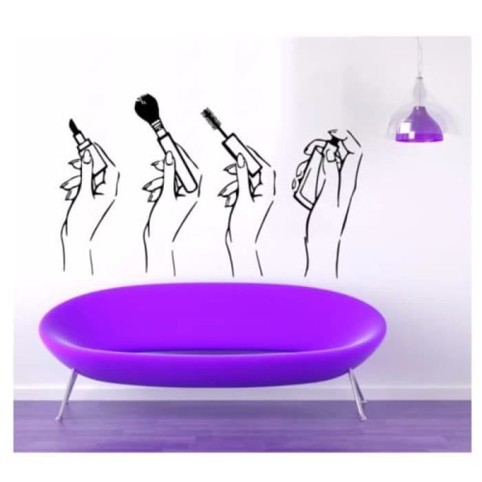 Salon de Beauté Vinyle Sticker Femmes Mains Maquillage Décor Nail ...