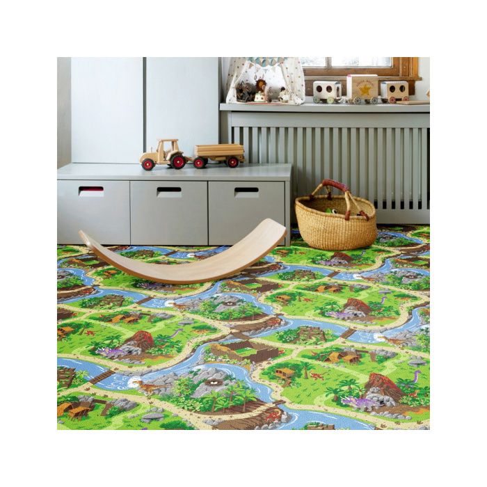 Moquette enfant Circuit Volcans et dinos - Rouleau de 4m x 3m ...