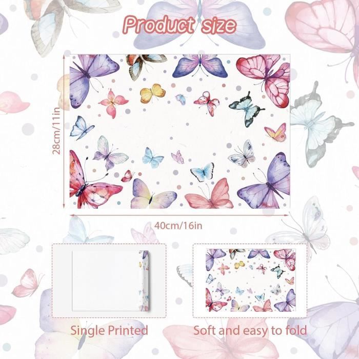 Lot De 50 Sets De Table En Papier Motif Papillon, Sets De Table ...