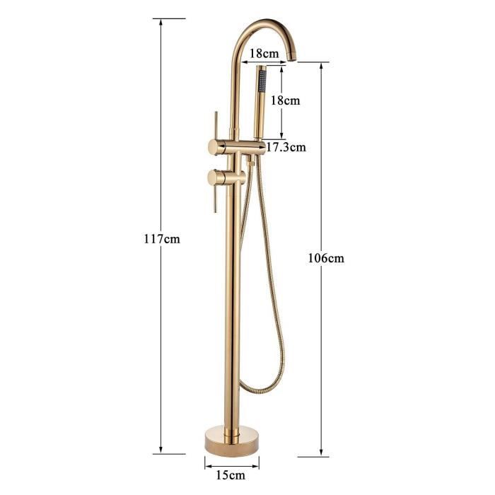 Suguword Robinet de Baignoire Cascade or,Îlot Autoportante Bain ...