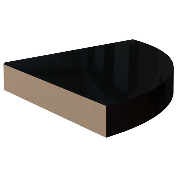 BONNIE®323889 Floating Corner Shelf High Gloss Black 25x25x3,8 cm MDF ...