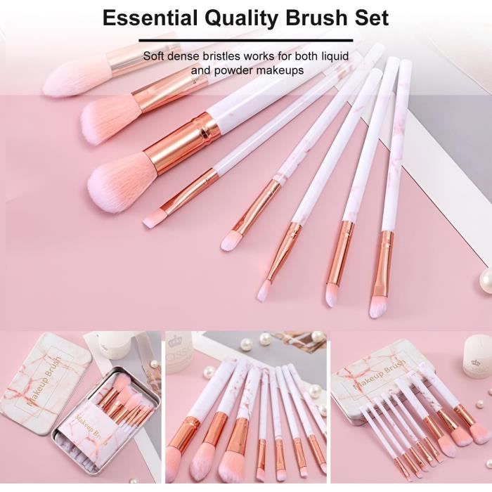 Pinceau Maquillage,8Pcs Set Pinceaux Maquillages Professionnel,Marbre Makeup Brushes Pour Fond ...