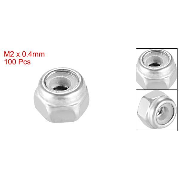 SOURCING MAP Écrou de blocage Contre-écrous M2 x 0.4mm Hexagonal Acier inoxydable 304 Nylon ...