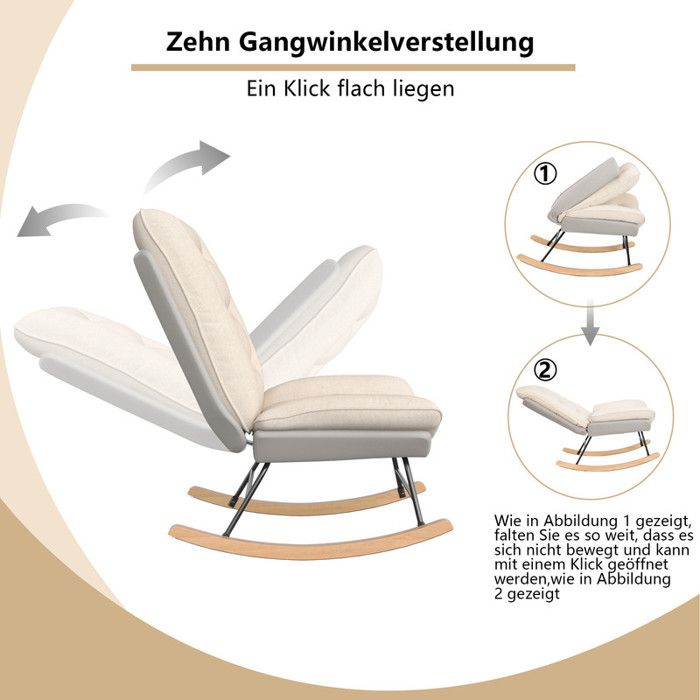 Fauteuil à bascule, rocking chair Dossier réglable, fauteuil ...
