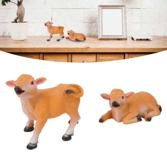 SAL Statue de veau Figurine de Vache 2 Pièces, Riche en Détails, Décoration de Sculptures de ...