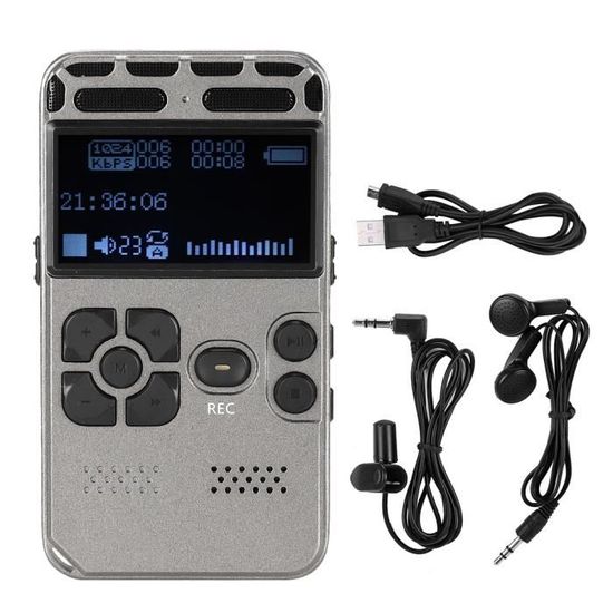 EJ.life mini enregistreur vocal 3.7V 8G 2.0in couleur LCD enregistreur ...