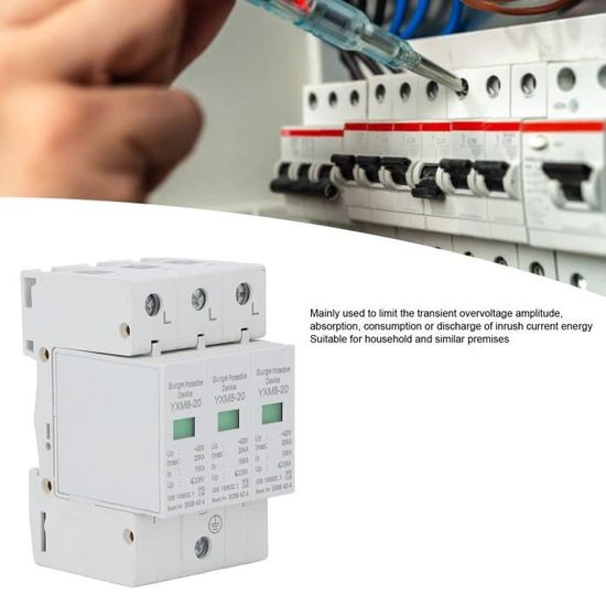 JIE Parasurtenseur Parafoudre Domestique 3P Parafoudre 20Ka Rail Din Ac ...