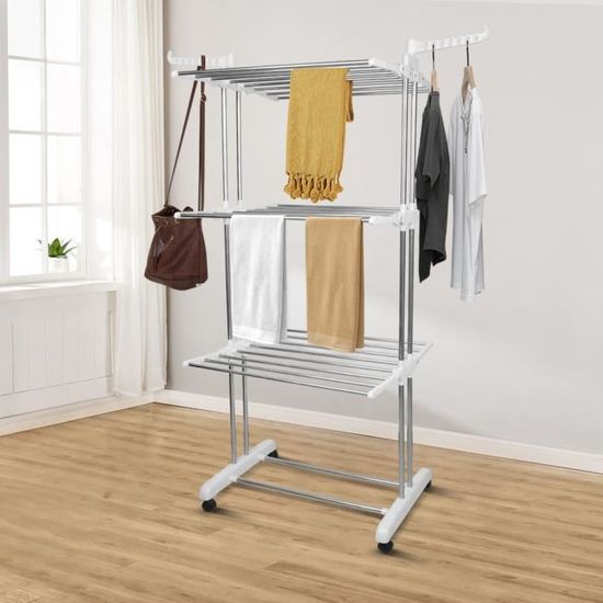HUOLE Rack de séchage pliant à trois couches, Séchoir à linge inox ...