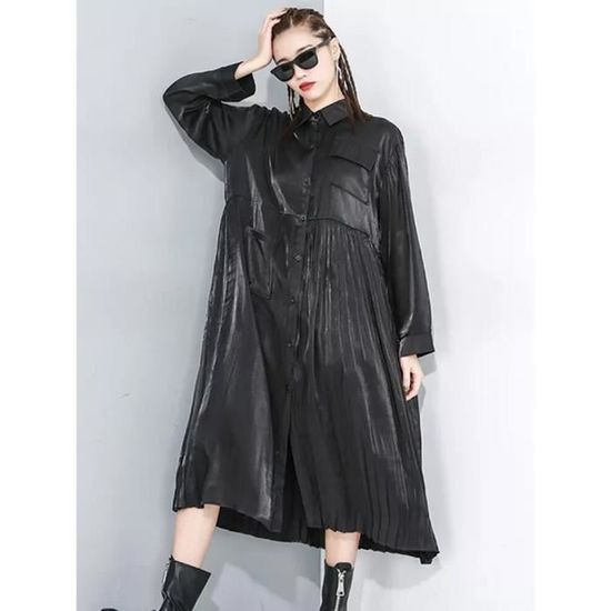 CRAZE BF Style Robe Femmes À Manches Longues Col Revers Lâche Casual ...