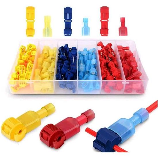 Cersaty 120Pcs T tap Connector Cosse Electriques, Connecteur Rapide Pour Connexion de Fil de ...