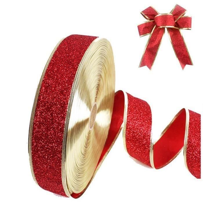 Ruban décoratif en satin - Ruban de Noël en organza à paillettes ...