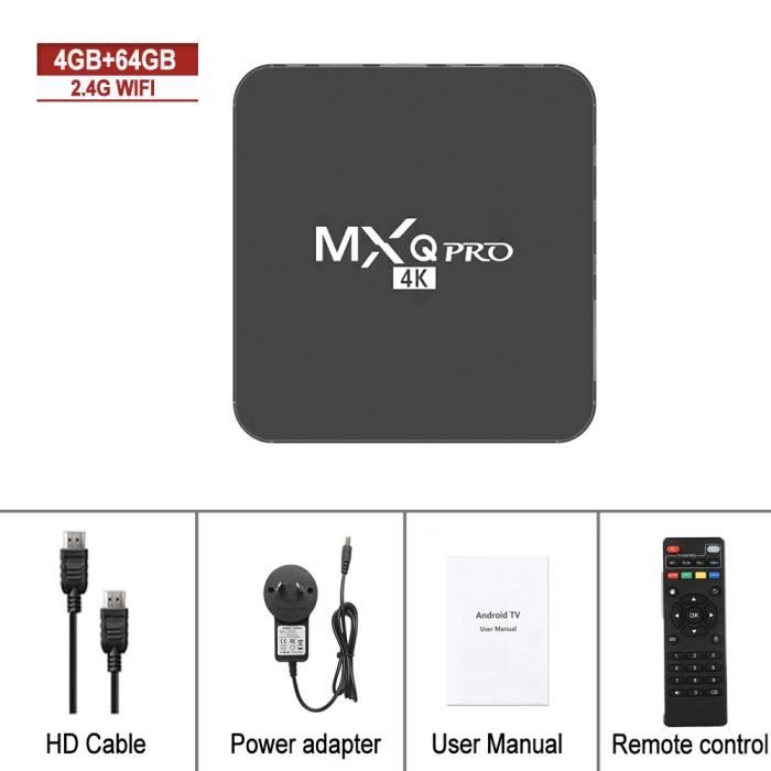 Ue Plug - 4G-64G - Boîtier Smart Tv Mxq Pro S905l, Android 11.1, 4k, Hd, 3d, 2.4 Ghz, Wifi ...