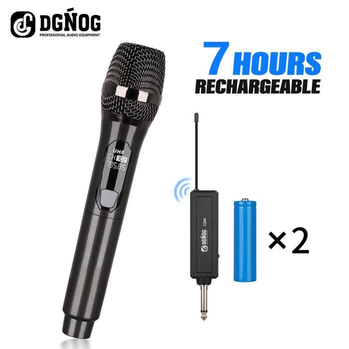 Microphone dynamique portatif sans fil Rechargeable, fréquence fixe ...