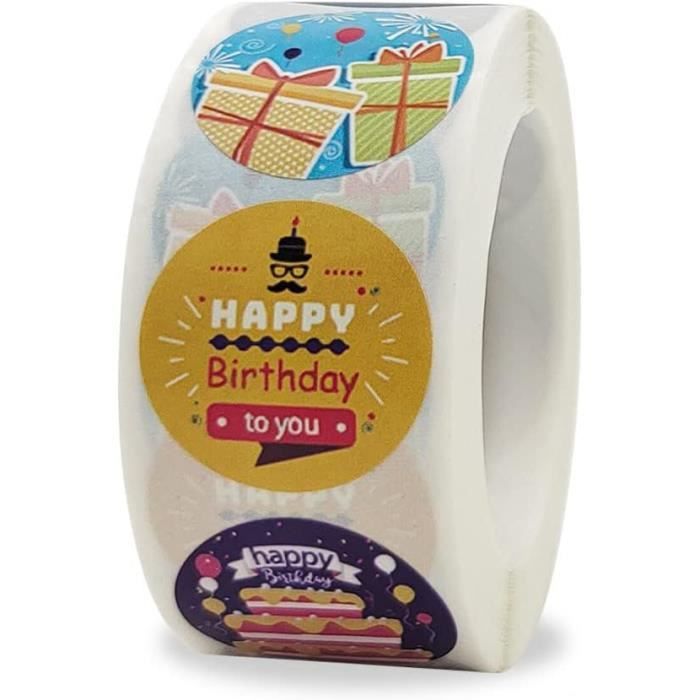 500Pcs Joyeux Anniversaire Stickers Cadeau Étiquette Autocollant ...