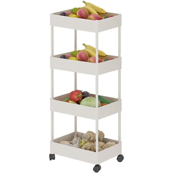 Chariot de Service, Ménage Multifonction Étagère de Rangement, 4 ...