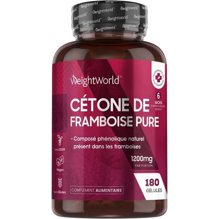 Cétone de Framboise 1200mg, 180 Gélules Vegan (6 Mois) – Extrait ...