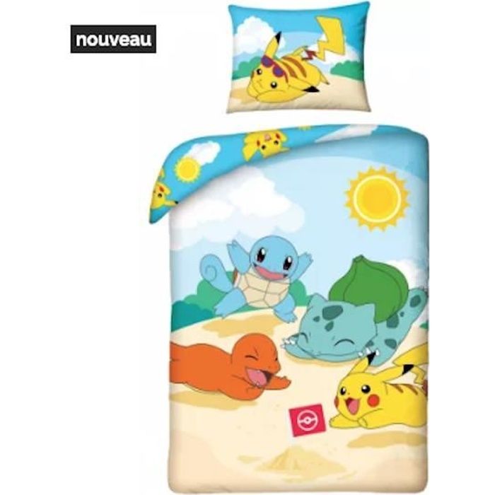 Parure de lit - Pokémon - 140x200 cm - 100% coton - Lavable - 2 pièces ...