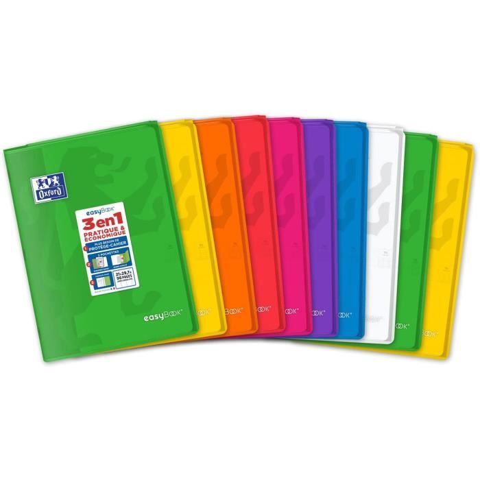 EasyBook Lot de 10 Cahiers Agrafés au Format A4 (21 x 29, 7cm) 96 Pages ...