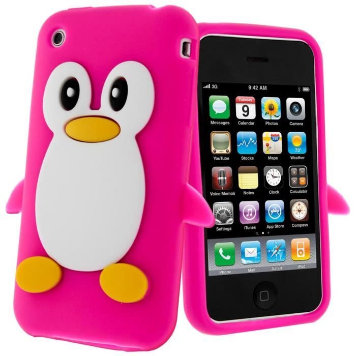 Coque Silicone Pingouin Rose Apple iPhone 3G/3GS - Achat / Vente Coque ...