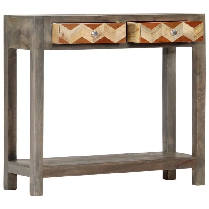 Table console Gris - FYDUN - 86 x 30 x 76 cm - Bois de manguier massif ...