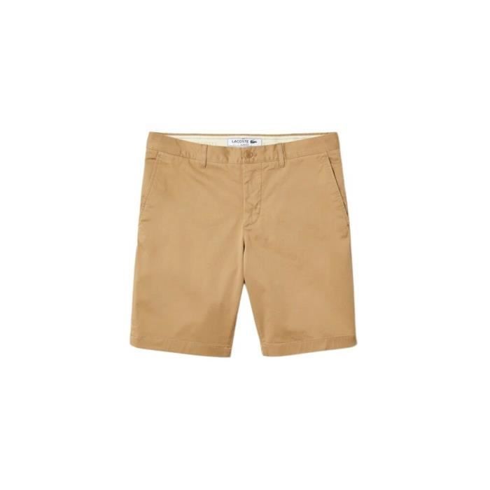 Short Lacoste Bermuda slim fit uni en coton stretch Beige Cdiscount Pret a Porter