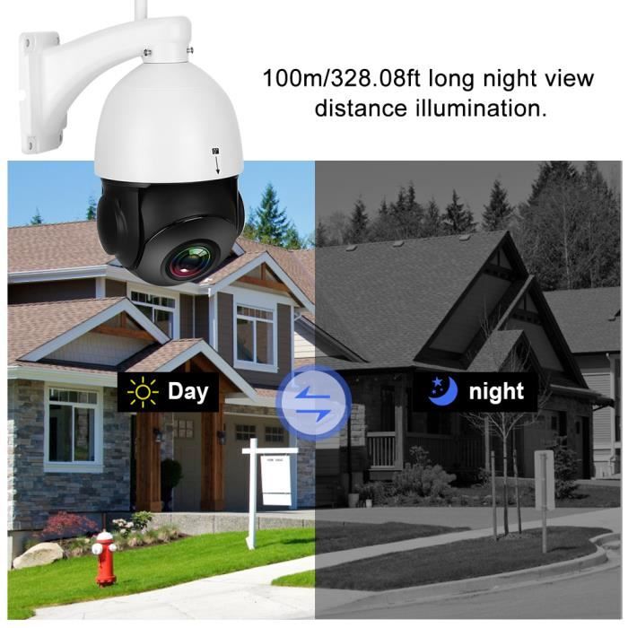 CCTV 1080P Caméra PTZ WIFI étanche extérieure, 4,5 pouces, 1080P, Zoom ...
