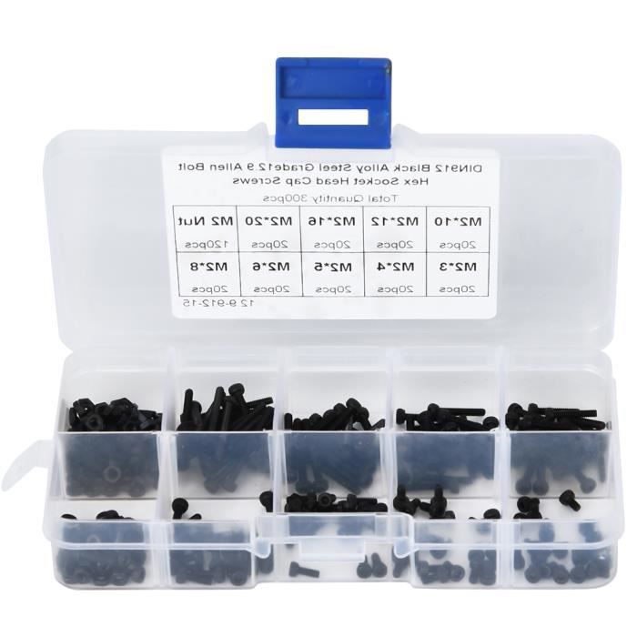 VBESTLIFE Vis d'assemblage à six pans creux 300pcs M2 x 3-20mm 12.9 ...