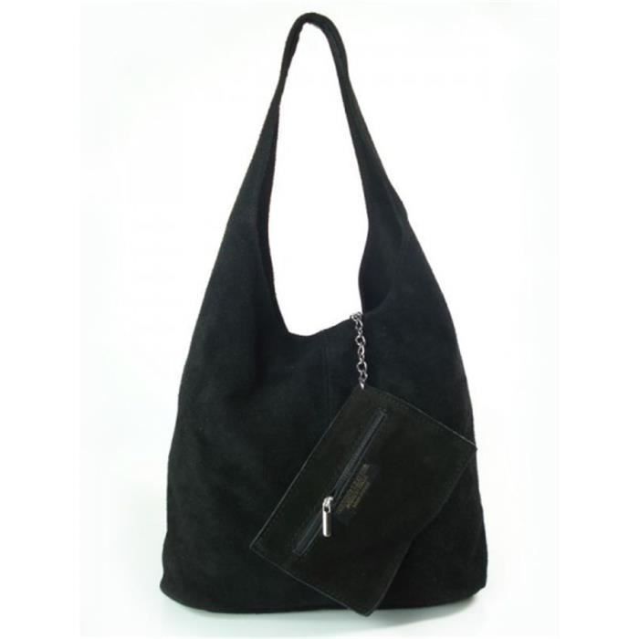Sac - VERA PELLE - Zamsz Shopper Bag XL A4 - Noir - Cuir - Femme/Adulte ...