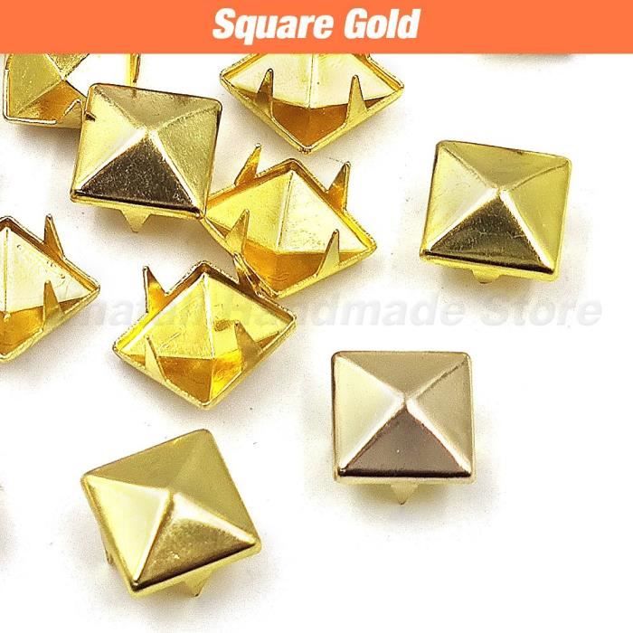 RIVET,Square Gold-10mm--Rivets à pointes métalliques de 6-7-8-9-10-12mm ...
