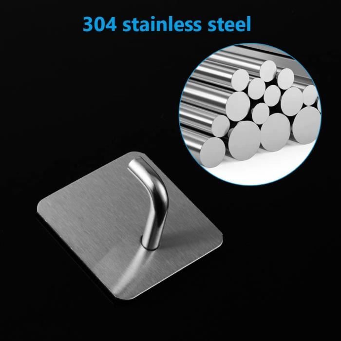 12 Pièces Crochet Adhesif Mural, Poids Lourd Acier Inox Accroche ...