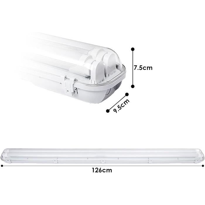 Reglette Led 120Cm, Lampe Led Pour Locaux Humides Lampe À Vasque 2 X 18W 3060Lm Blanc Froid Tube ...