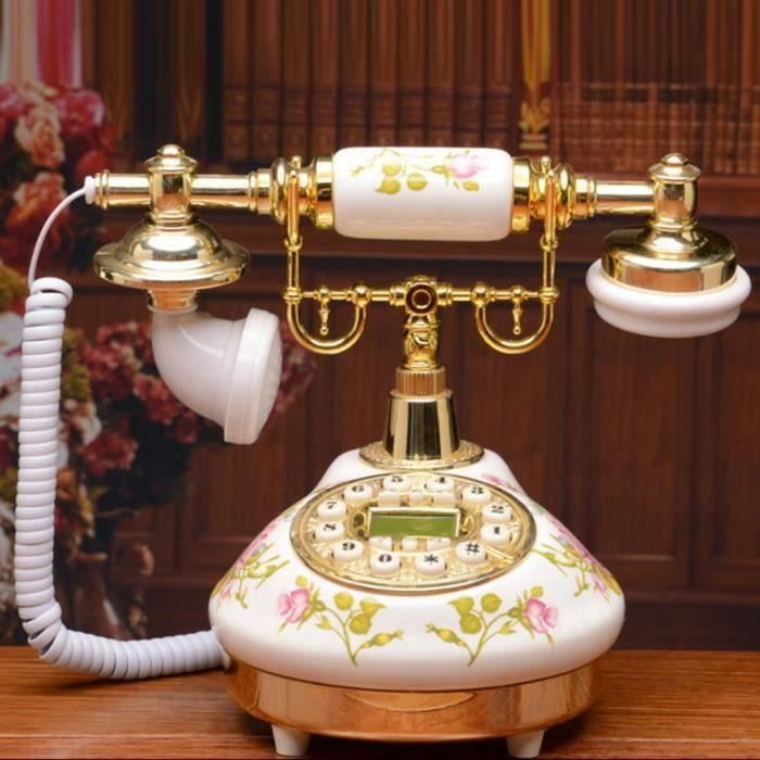 BD15609-téléphone de base ronde MS-9100 téléphone rétro rose européenne ...