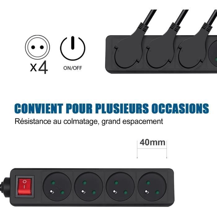 Multiprise 4 Prises Avec Interrupteur Fiche Plate, Bloc 4 Prises ...