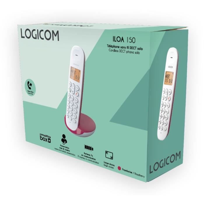 Téléphone fixe sans fil - LOGICOM - DECT ILOA 150 SOLO - Framboise - Sans répondeur - Cdiscount ...