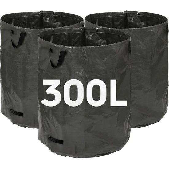 300L Garden Waste Bags with Handles – Black – 3 x Large Strong Reusable ...