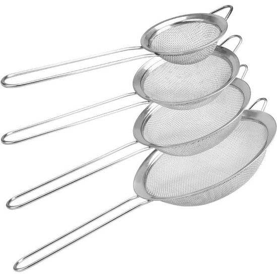 Passoire Inox, 4 Tailles Tamis Cuisine 7-10-12-16 Cm, Ensemble De ...