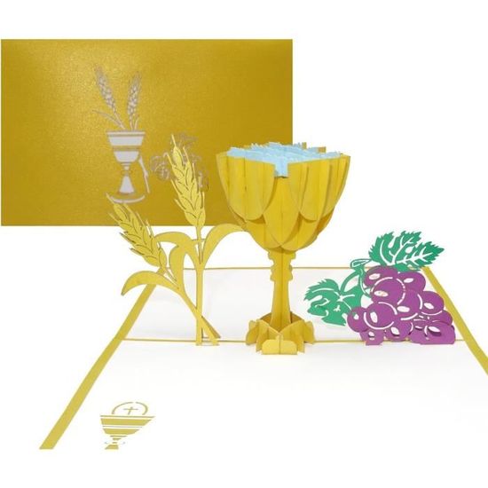 Carte 3D de la communion « calice et raisins » - Carte pop-up pour la ...