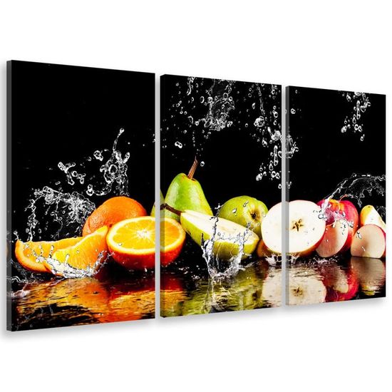 Tableau Triptyque - HXA DECO - Salade de Fruits - 90x60cm - Toile ...
