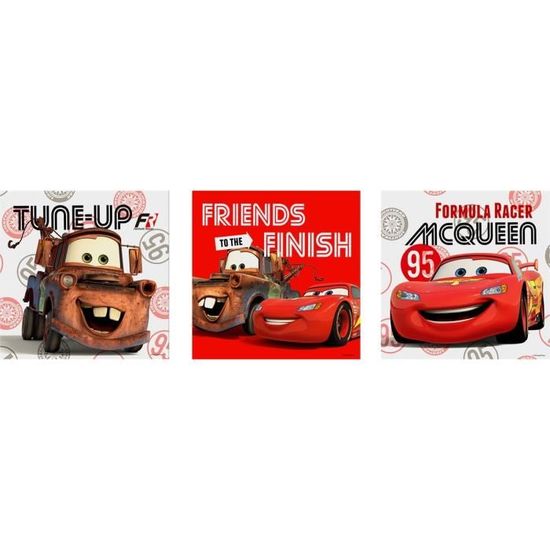 CARS & Friends Set de 3 toiles imprimées déco 30x30 cm rouge ...