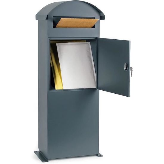 Boîte Lettres Verrouillable Gris 42x24x102cm Boîte Postale sur Pied ...
