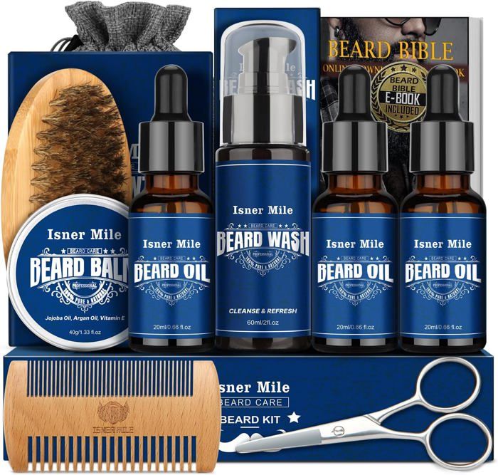 Kit Barbe Pour Papa Mari Petit Ami,Kit de Soin Barbe avec Huile,Brosse ...